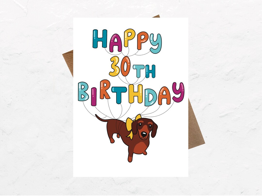 Sausage Dog 30th Birthday Card Sausage Dog Birthday Card - Etsy