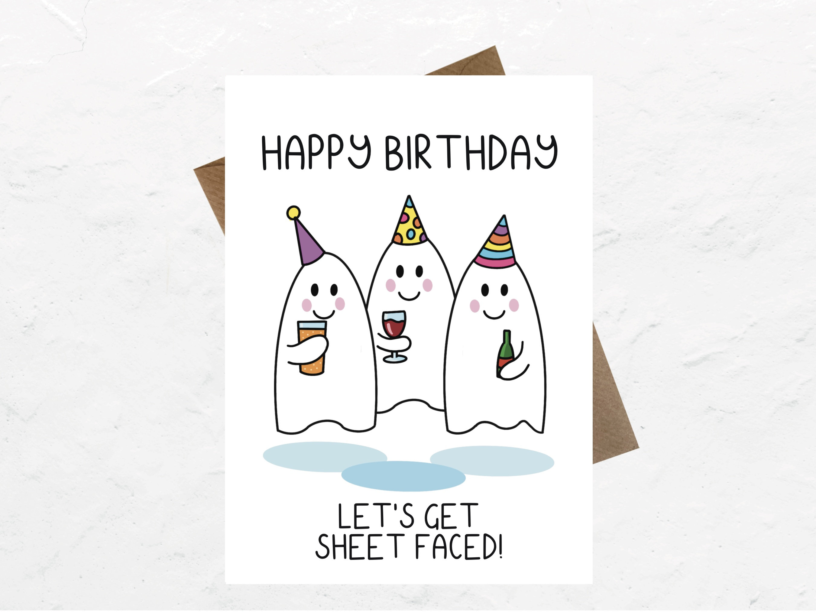 Cute Ghost Birthday Card funny Ghost Birthday Card Funny - Etsy