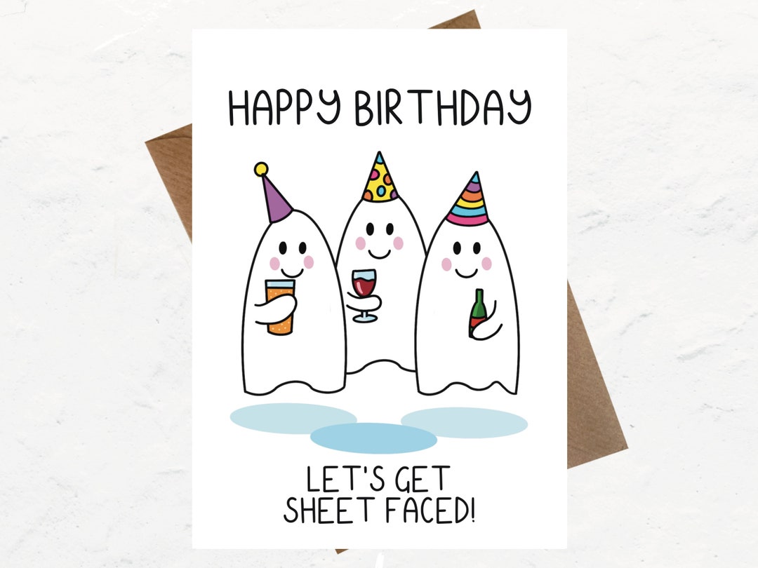 Cute Ghost Birthday Card funny Ghost Birthday Card Funny - Etsy UK