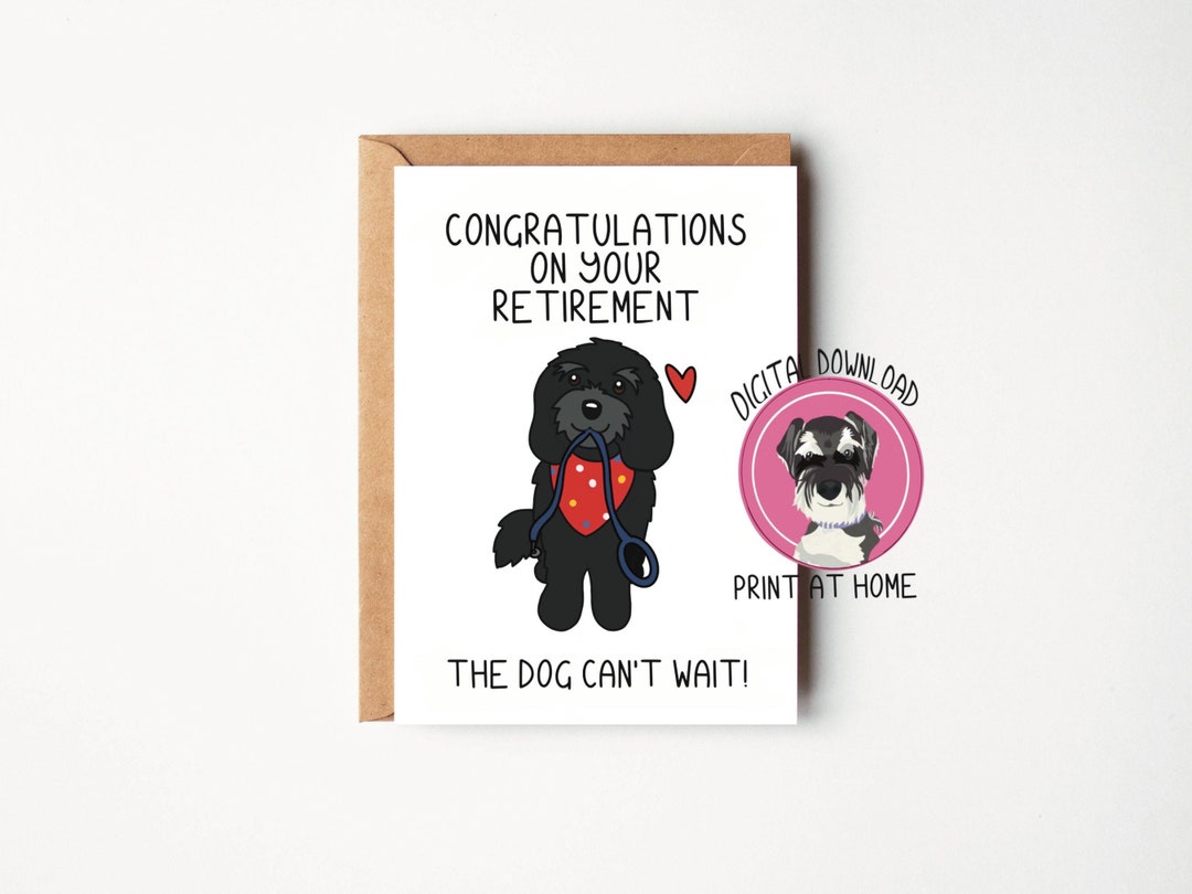Instant Downloadable Cute Retirement Card | Cockapoo Retirement Card ...