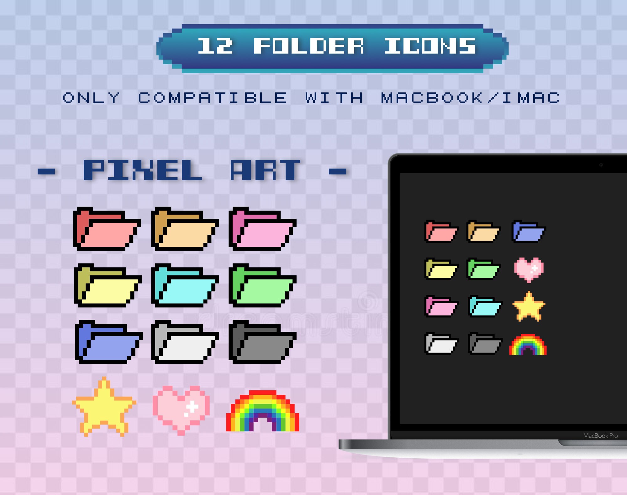 Pixelated Folder Icons for Macpixel Folder Iconscute Folder - Etsy UK