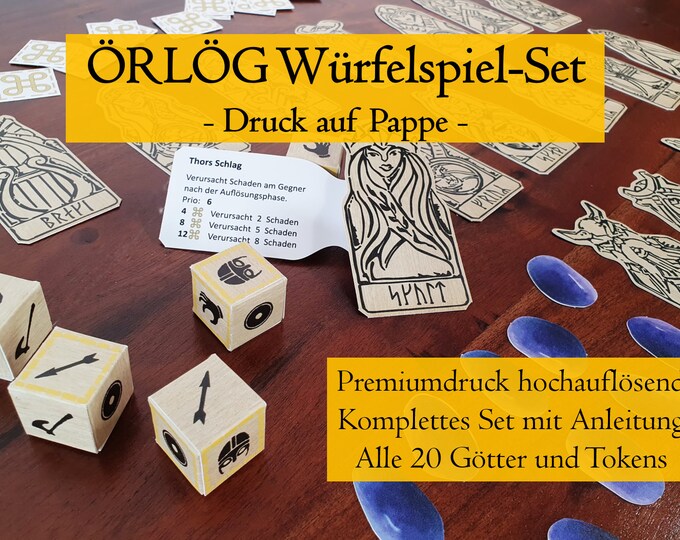 ÖRLÖG Game on Cardboard German Complete Orlog Dice Game Premium Print ...