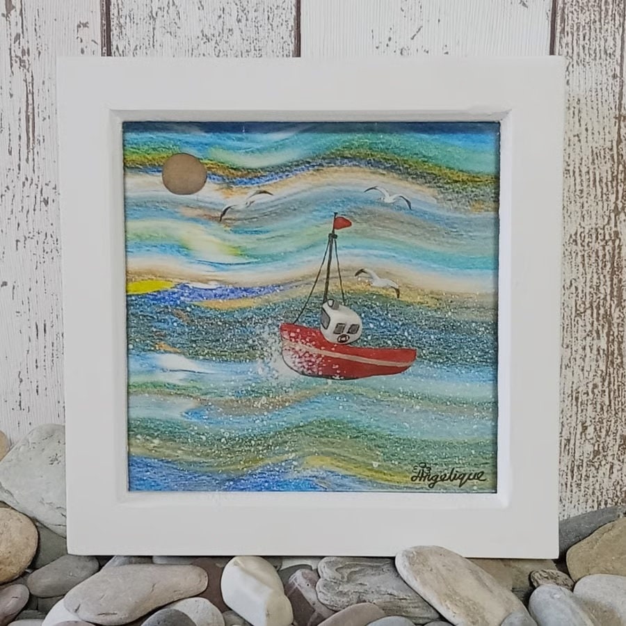 Rough Seas Pebble Art Scene - Etsy