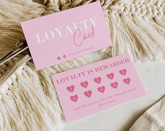 Pink Loyalty Card Template, Customer Loyalty Card, Unique Business Card ...
