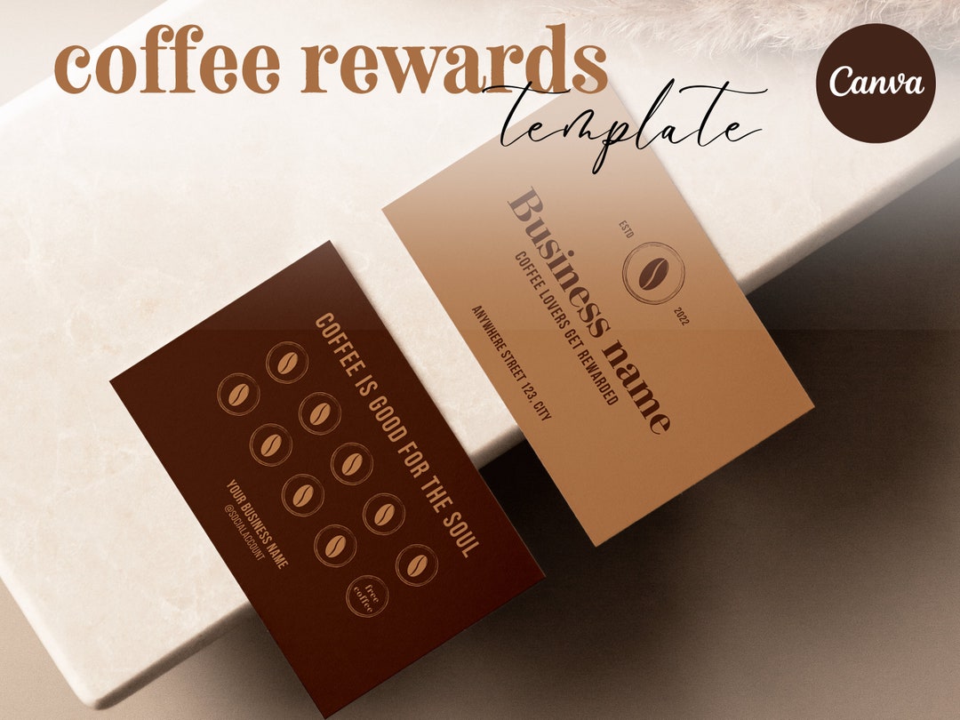 Coffee Loyalty Card Template, Coffee Rewards Card, Coffee Stamp Card ...