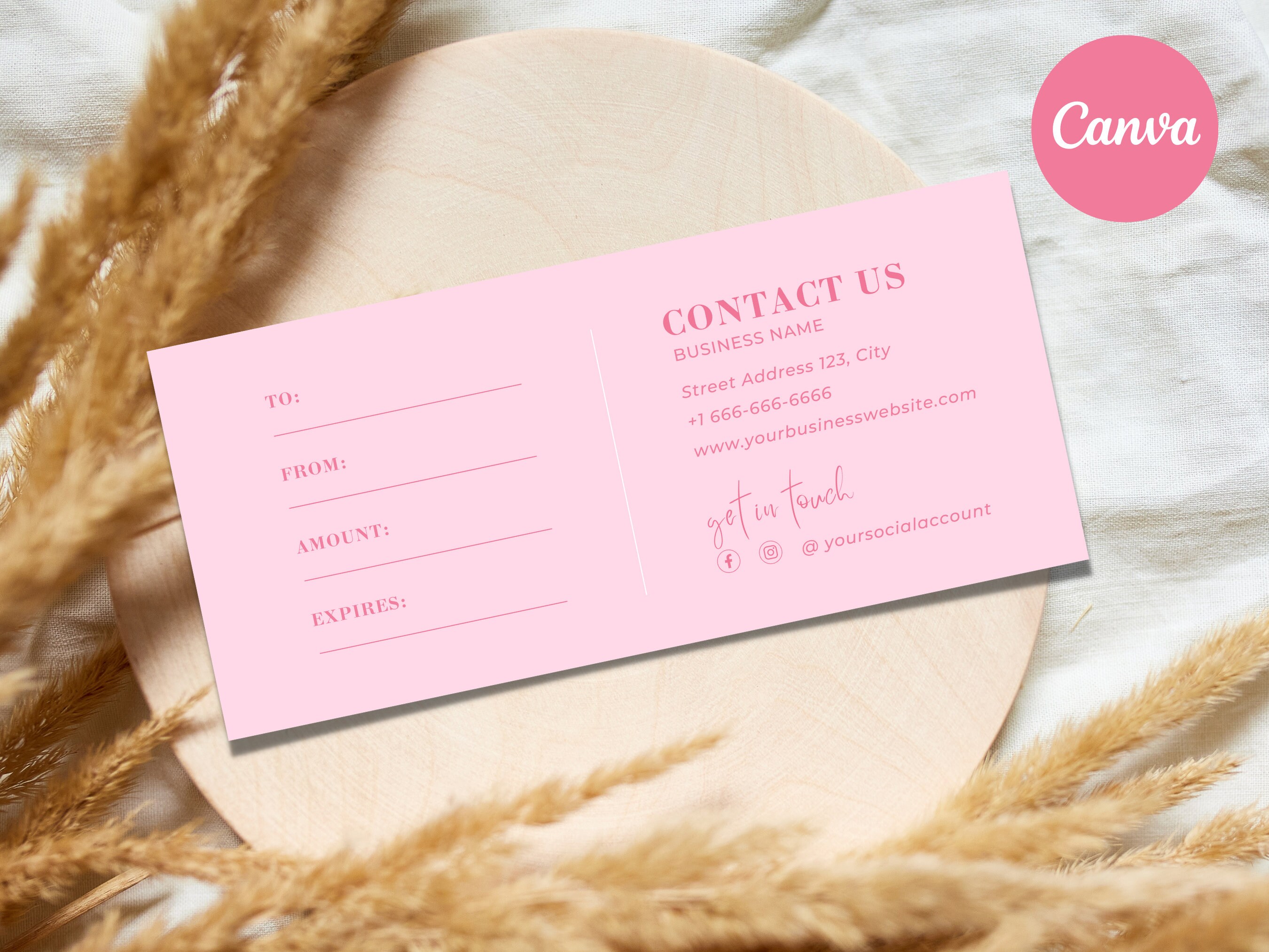 Pink Gift Certificate Template Voucher Template Pink Girly - Etsy