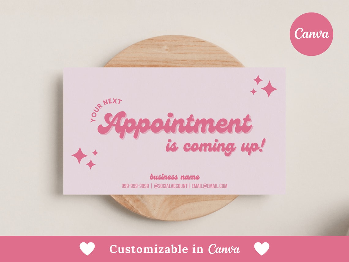 Retro and Pink Appointment Card Template Book Your - Etsy