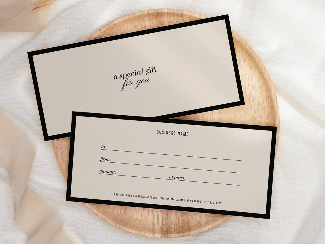 Minimal Gift Certificate Template, Voucher Template, Elegant Gift ...