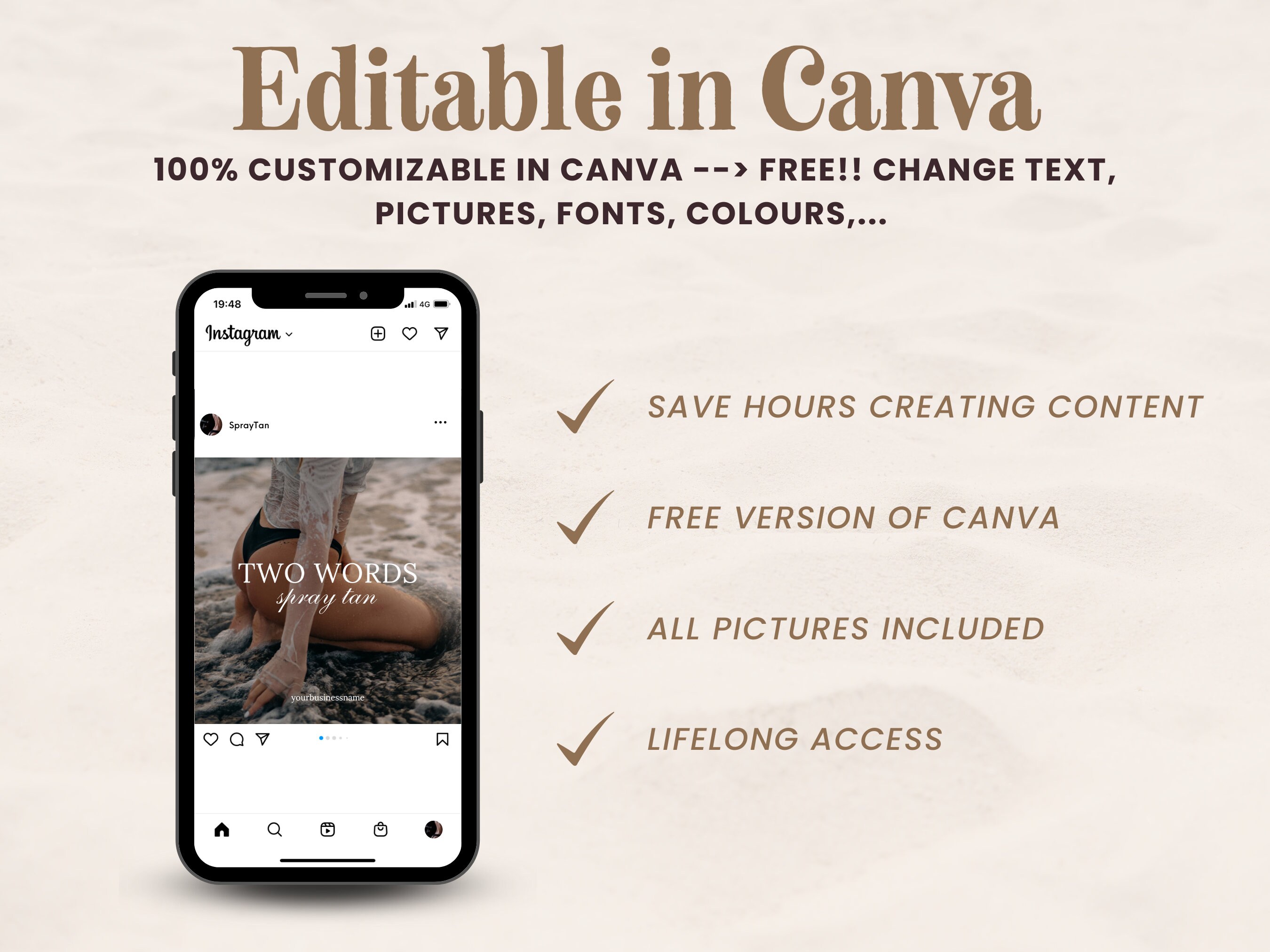 Spray Tan Instagram Templates, Spray Tan Instagram Bundle, Spray Tan ...