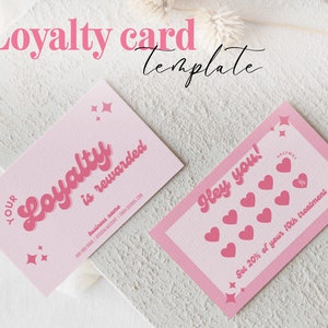 Small Business Stationary Bundle in Retro Pink Style Including Loyalty ...