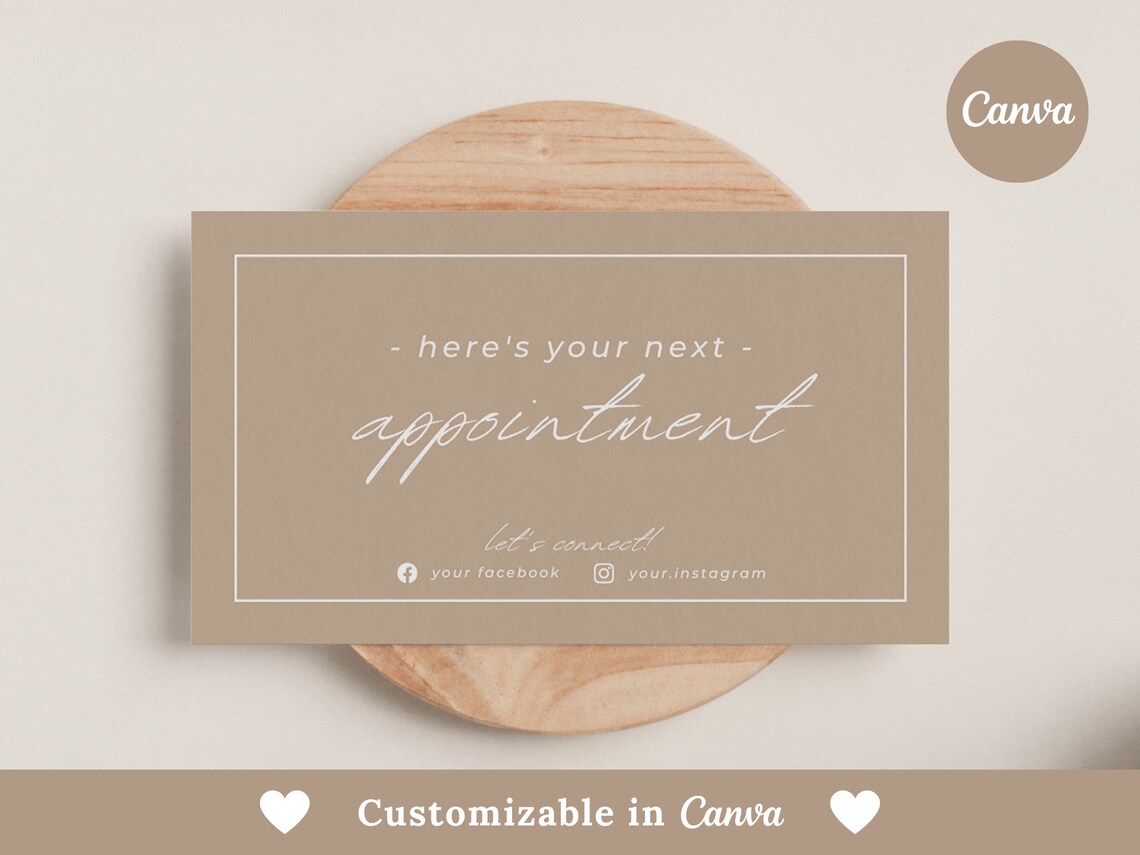 Salon Appointment Card Template, Editable Business Card (canva) - Etsy