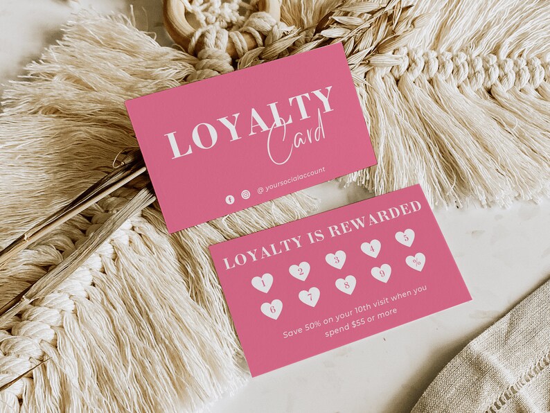 Pink Loyalty Card Template, Customer Loyalty Card, Unique Business Card ...