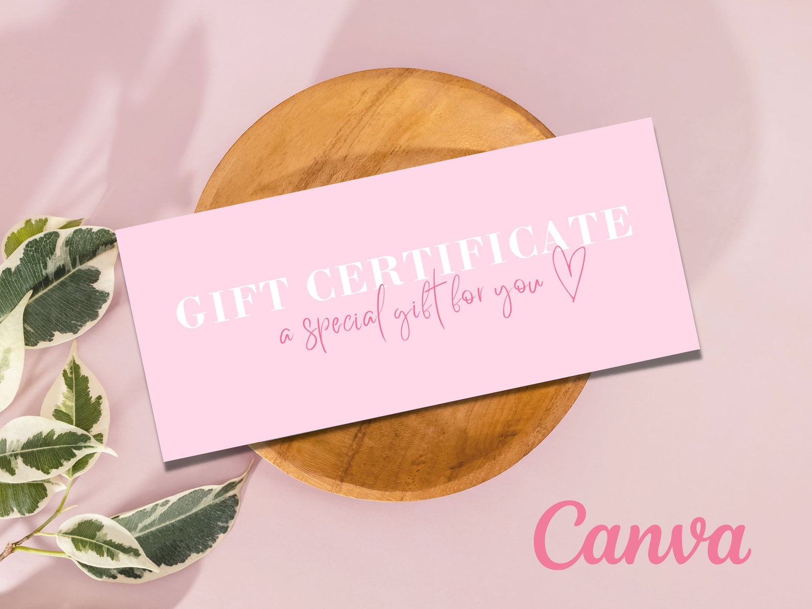 Pink Gift Certificate Template Voucher Template Pink Girly - Etsy