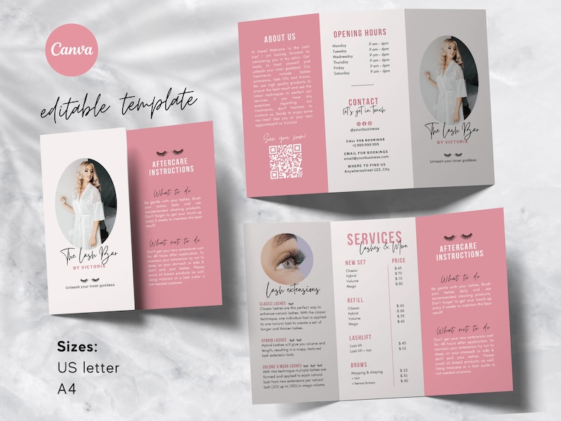 Trifold Price List Template Brochure Perfect for Any Lash Artist or ...