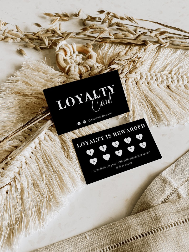 Black Loyalty Card Template Modern Loyalty Card Customer - Etsy