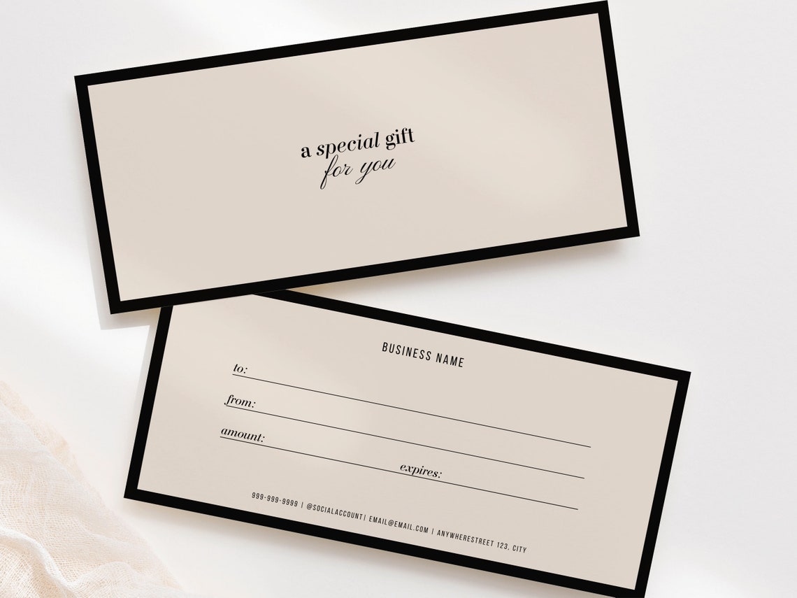 Minimal Gift Certificate Template, Voucher Template, Elegant Gift ...