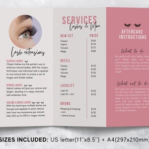 Trifold Price List Template Brochure Perfect for Any Lash Artist or ...