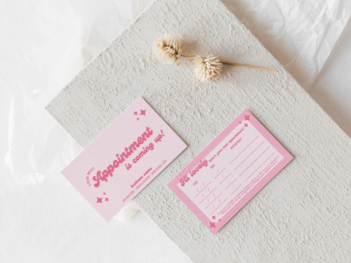 Retro and Pink Appointment Card Template Book Your - Etsy