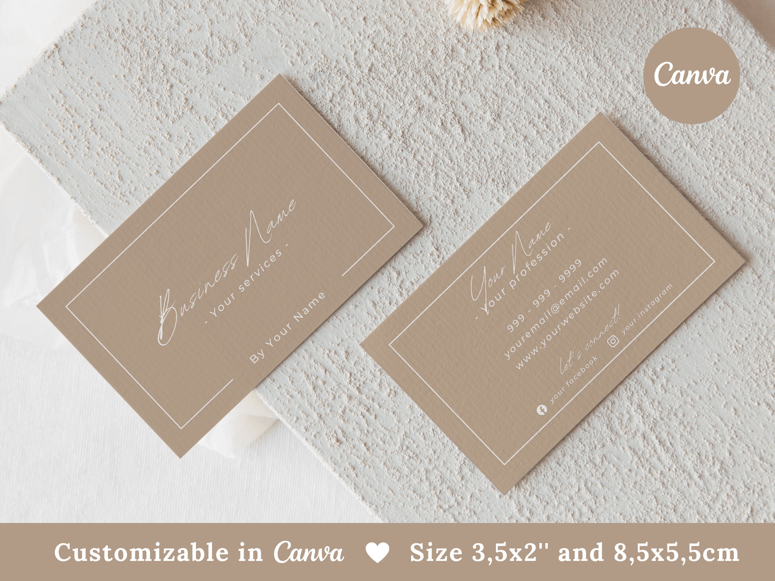 Boho Business Card Template, Business Card Template Canva, Unique ...