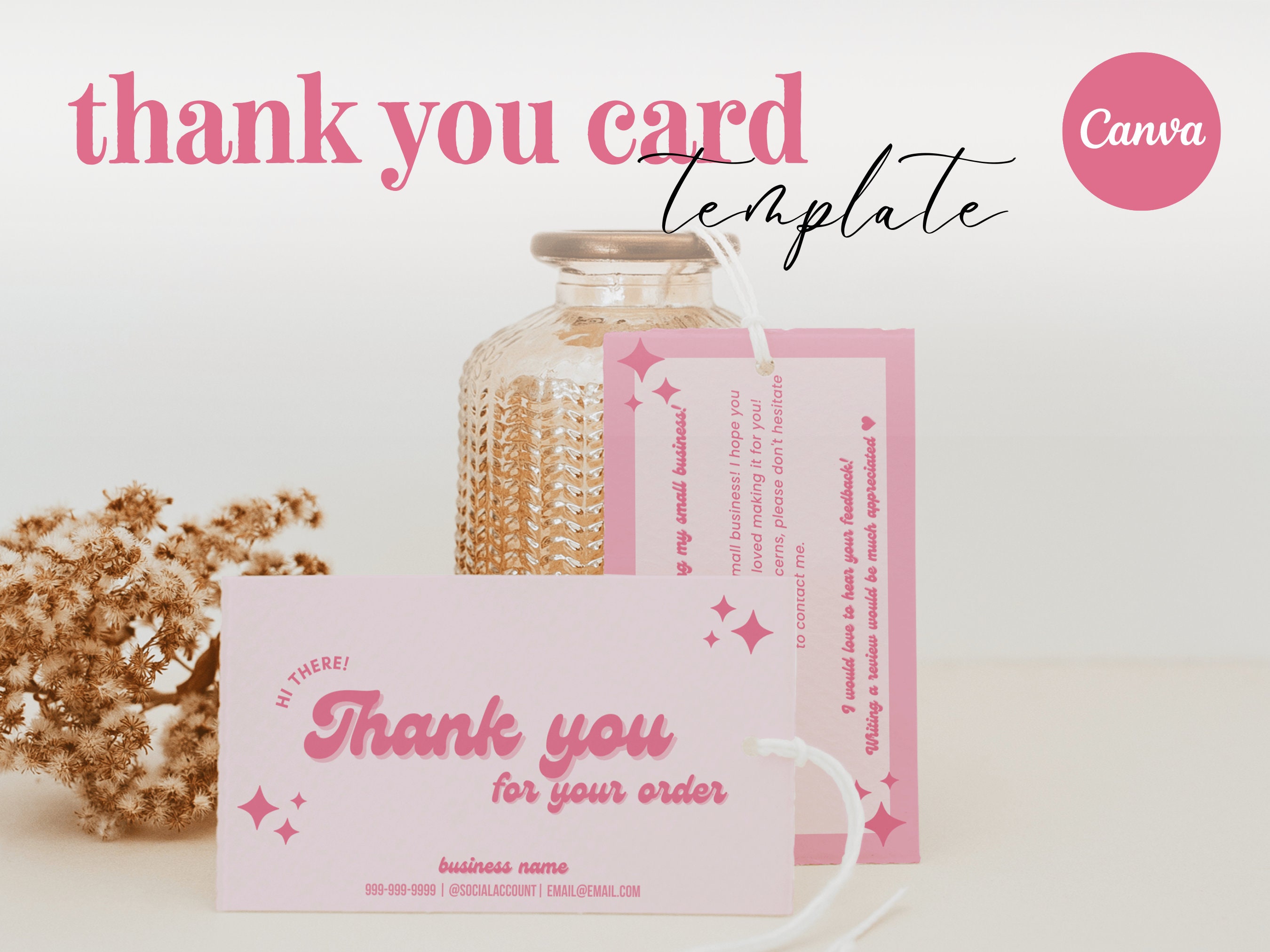 Retro Pink Thank You Card Template Perfect for Every Small Business ...