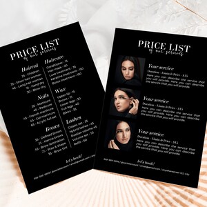 Black Price List, Black Price List Template, Lash Price List, Salon ...