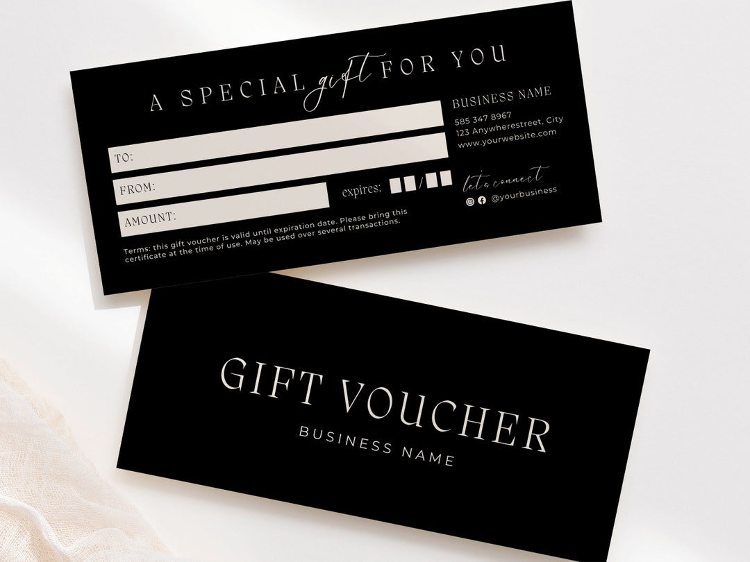 Black Gift Certificate Template, Black Voucher Template, Elegant Gift ...