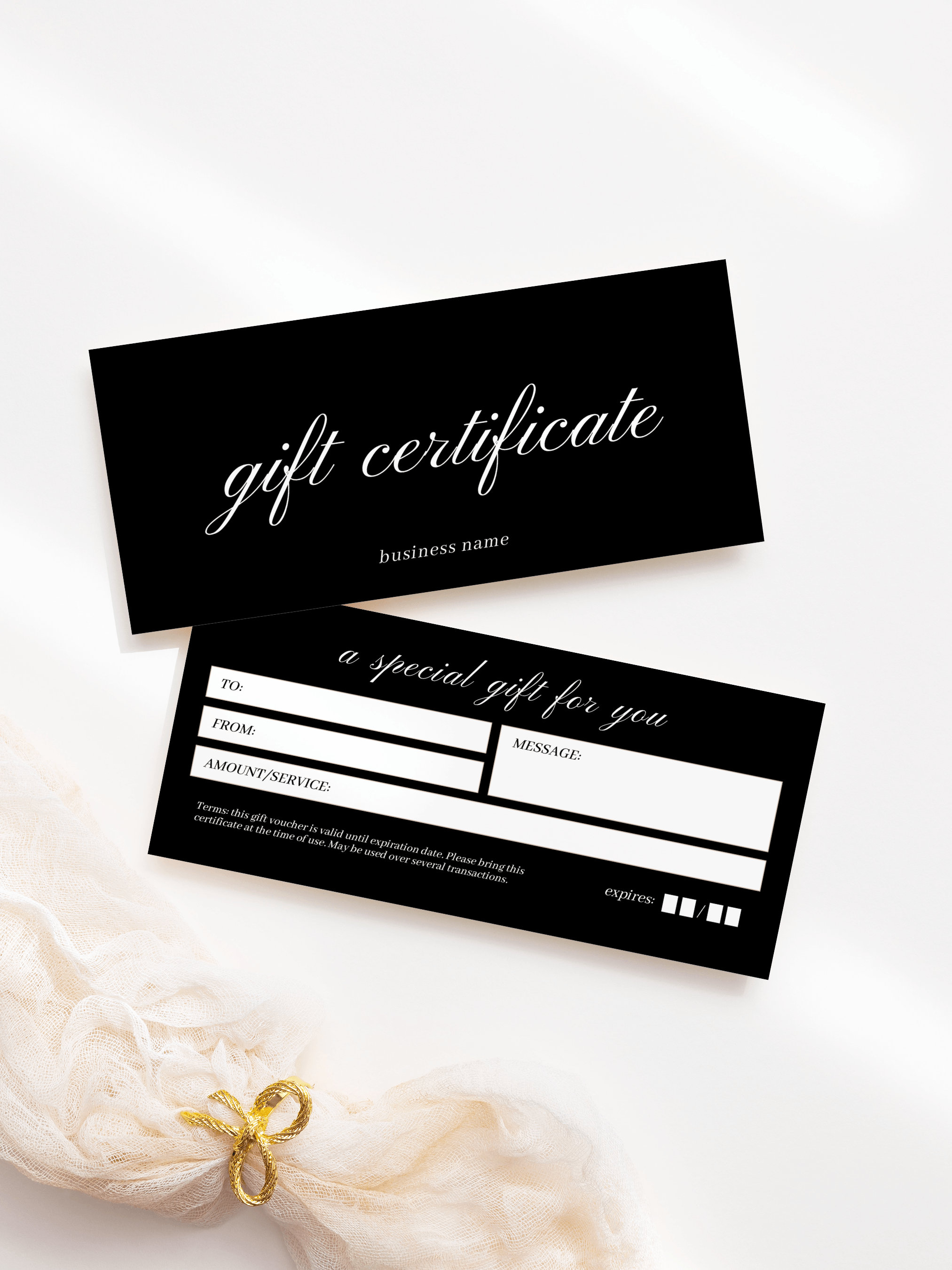 Black Gift Voucher Template, Black Gift Card Template, Elegant Black ...