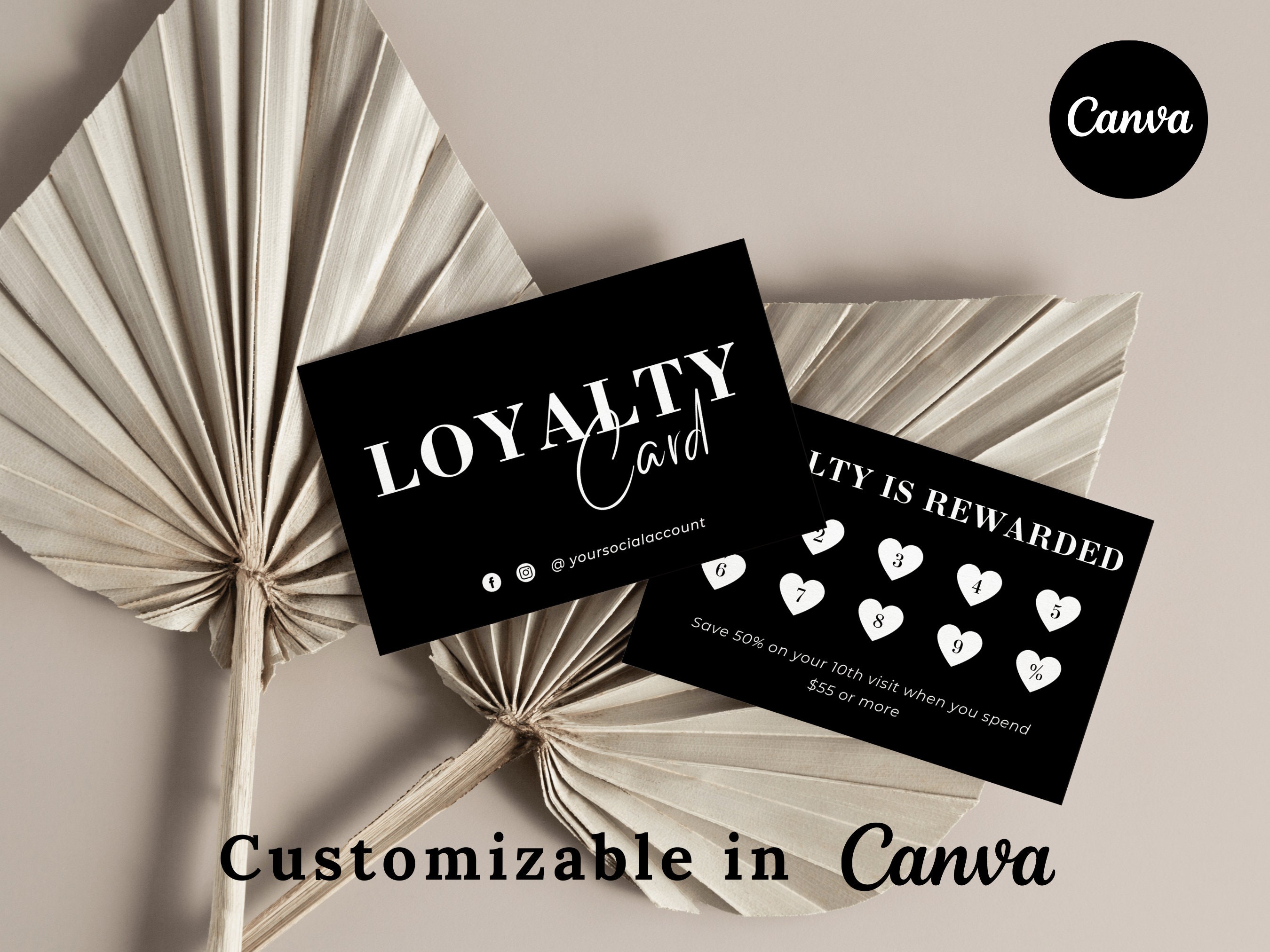 Black Loyalty Card Template Modern Loyalty Card Customer - Etsy