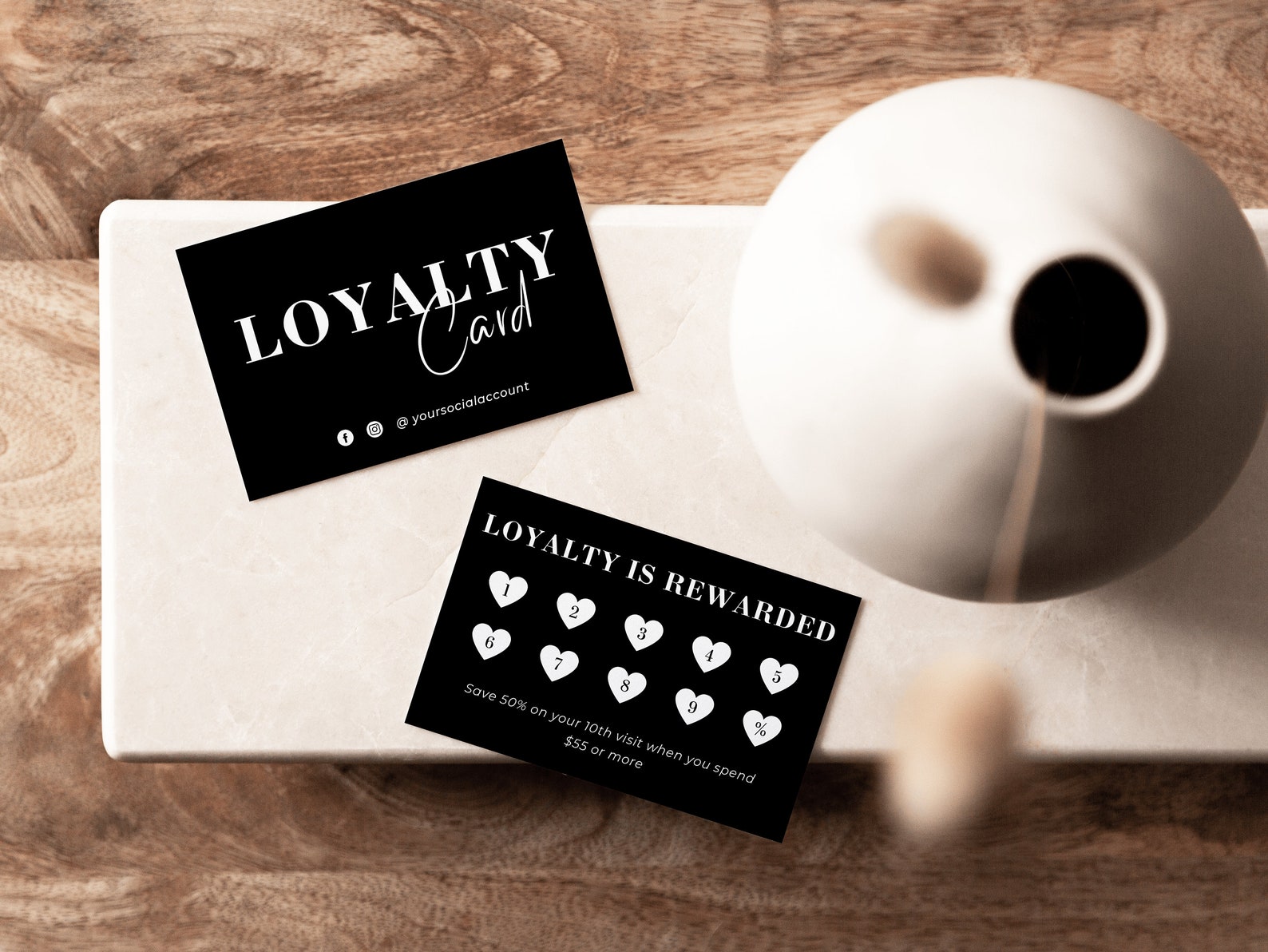 Black Loyalty Card Template Modern Loyalty Card Customer - Etsy