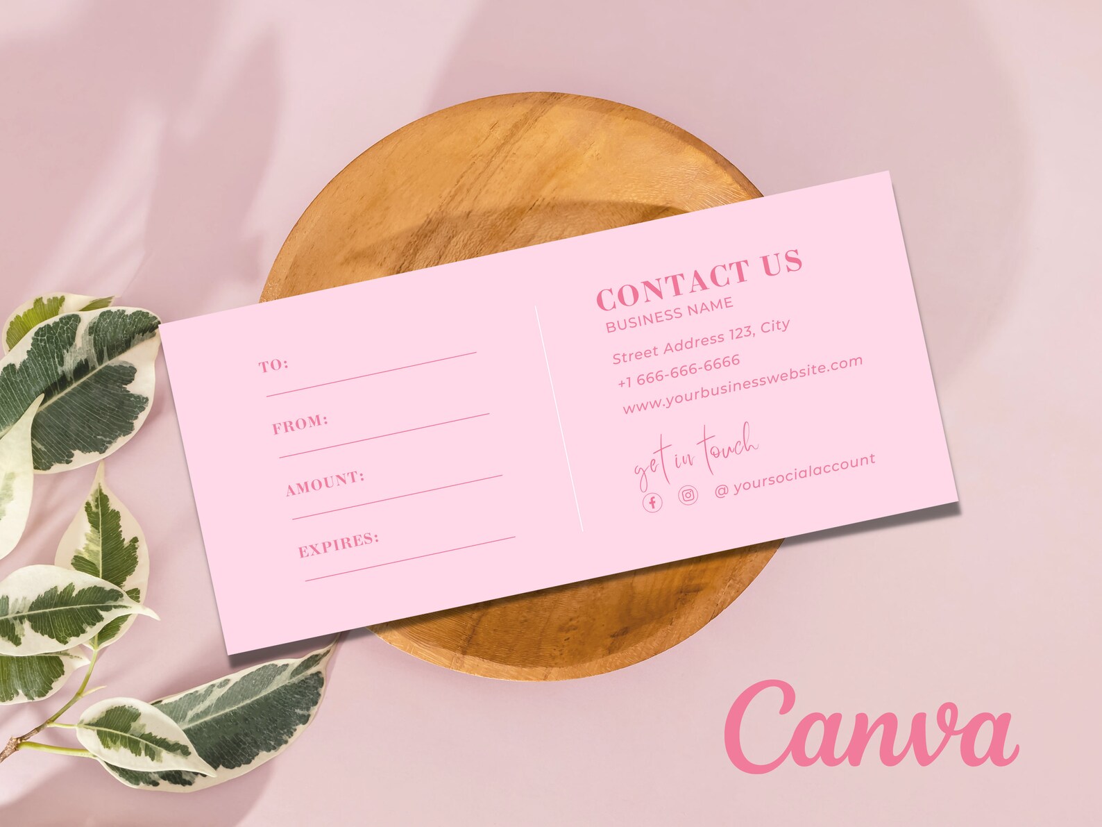 Pink Gift Certificate Template Voucher Template Pink Girly - Etsy