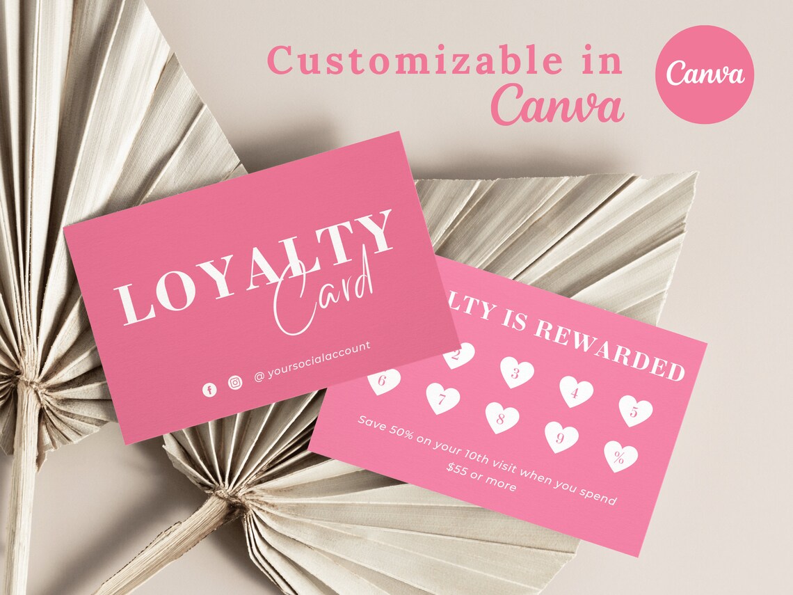 Pink Loyalty Card Template, Customer Loyalty Card, Unique Business Card ...