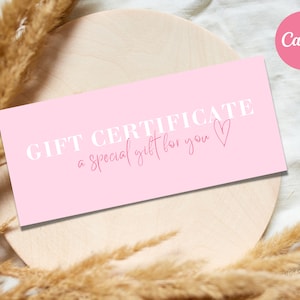 Girly Pink Gift Certificate Template, Elegant Business Voucher (canva ...