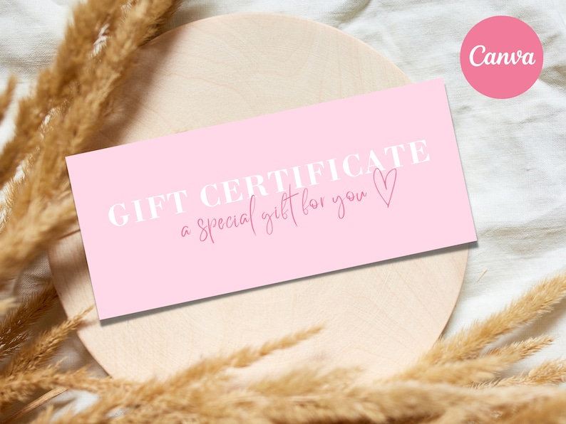 Pink Gift Certificate Template Voucher Template Pink Girly - Etsy
