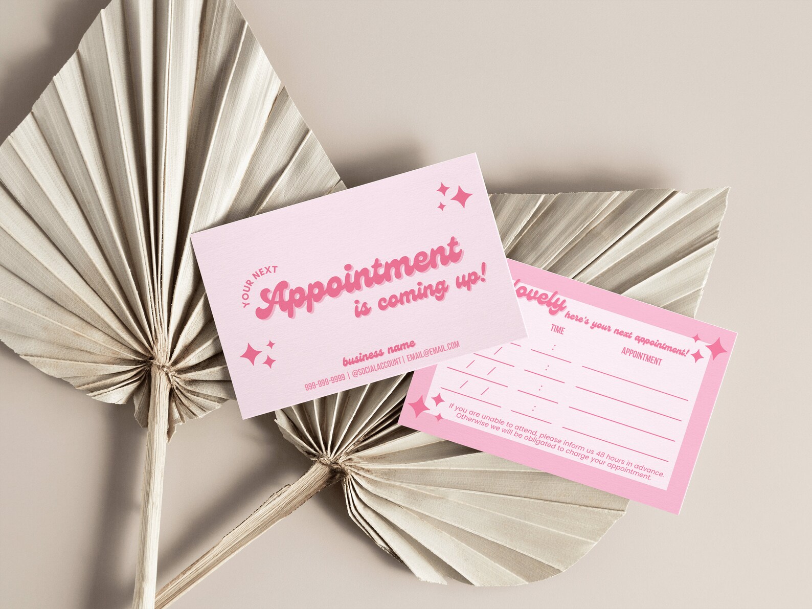 Retro and Pink Appointment Card Template, Book Your Appointments With ...