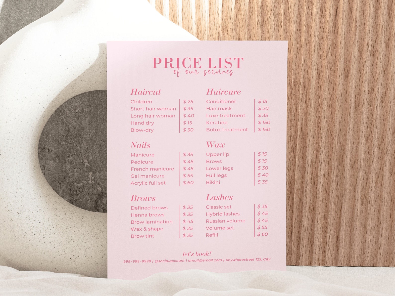 Pink Price List Template Salon Price List Template Price - Etsy