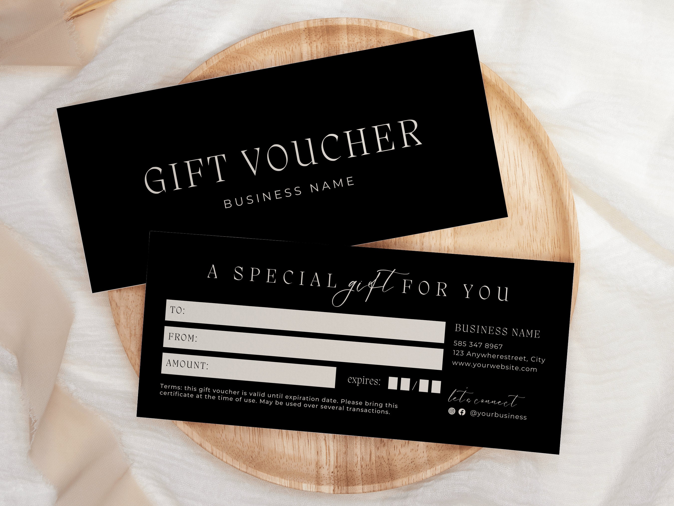 Black Gift Certificate Template, Black Voucher Template, Elegant Gift ...