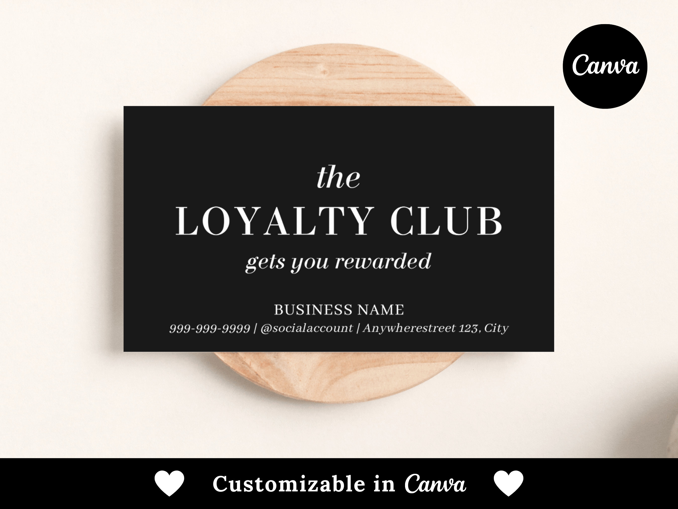 Black Loyalty Card Template, Black Loyalty Club Card, Customer Loyalty ...