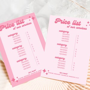 Retro Pink Price List Template, Salon Small Business (canva Editable ...