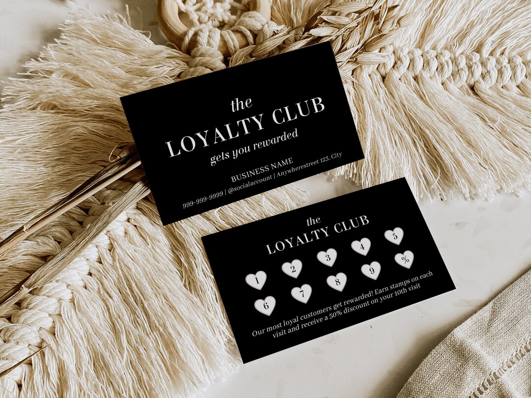 Black Loyalty Club Card Template, Beauty Business (canva) - Etsy