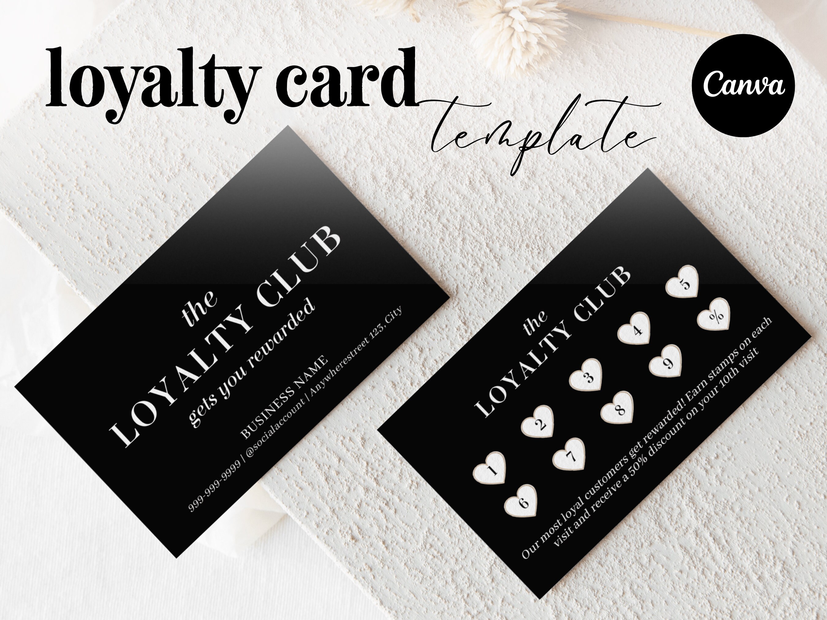Black Loyalty Card Template, Black Loyalty Club Card, Customer Loyalty ...