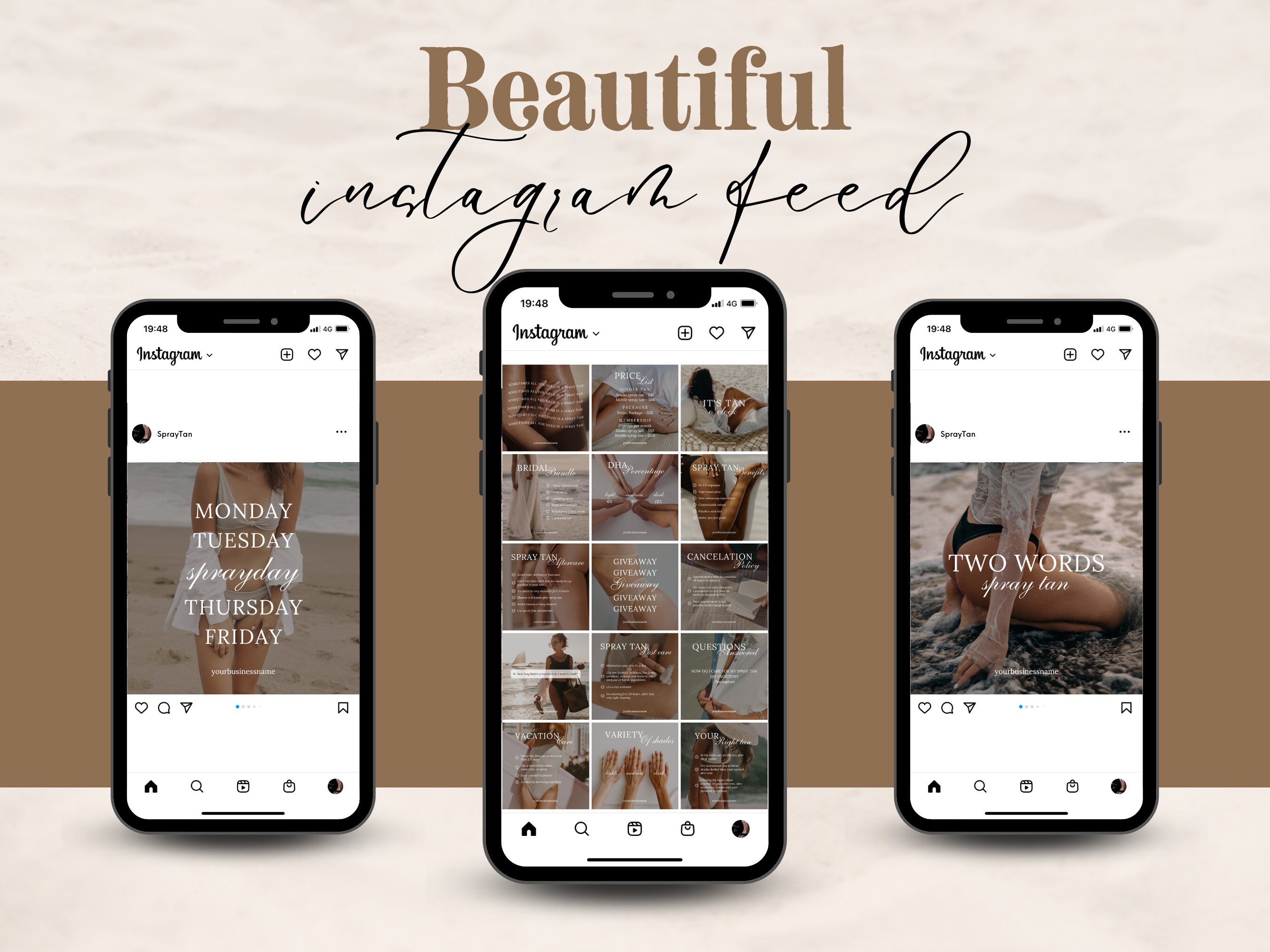 Spray Tan Instagram Templates, Spray Tan Instagram Bundle, Spray Tan ...