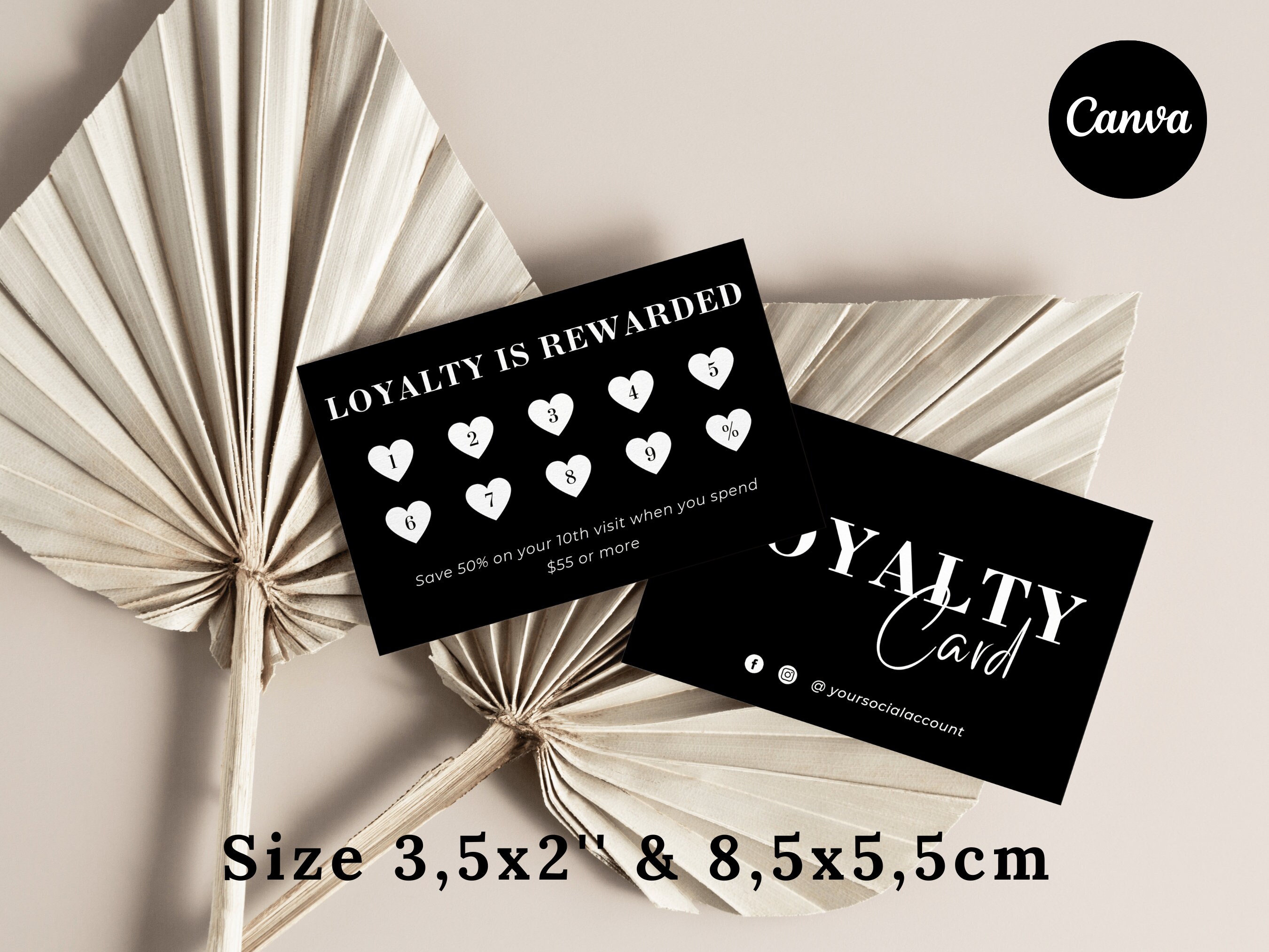 Black Loyalty Card Template Modern Loyalty Card Customer - Etsy