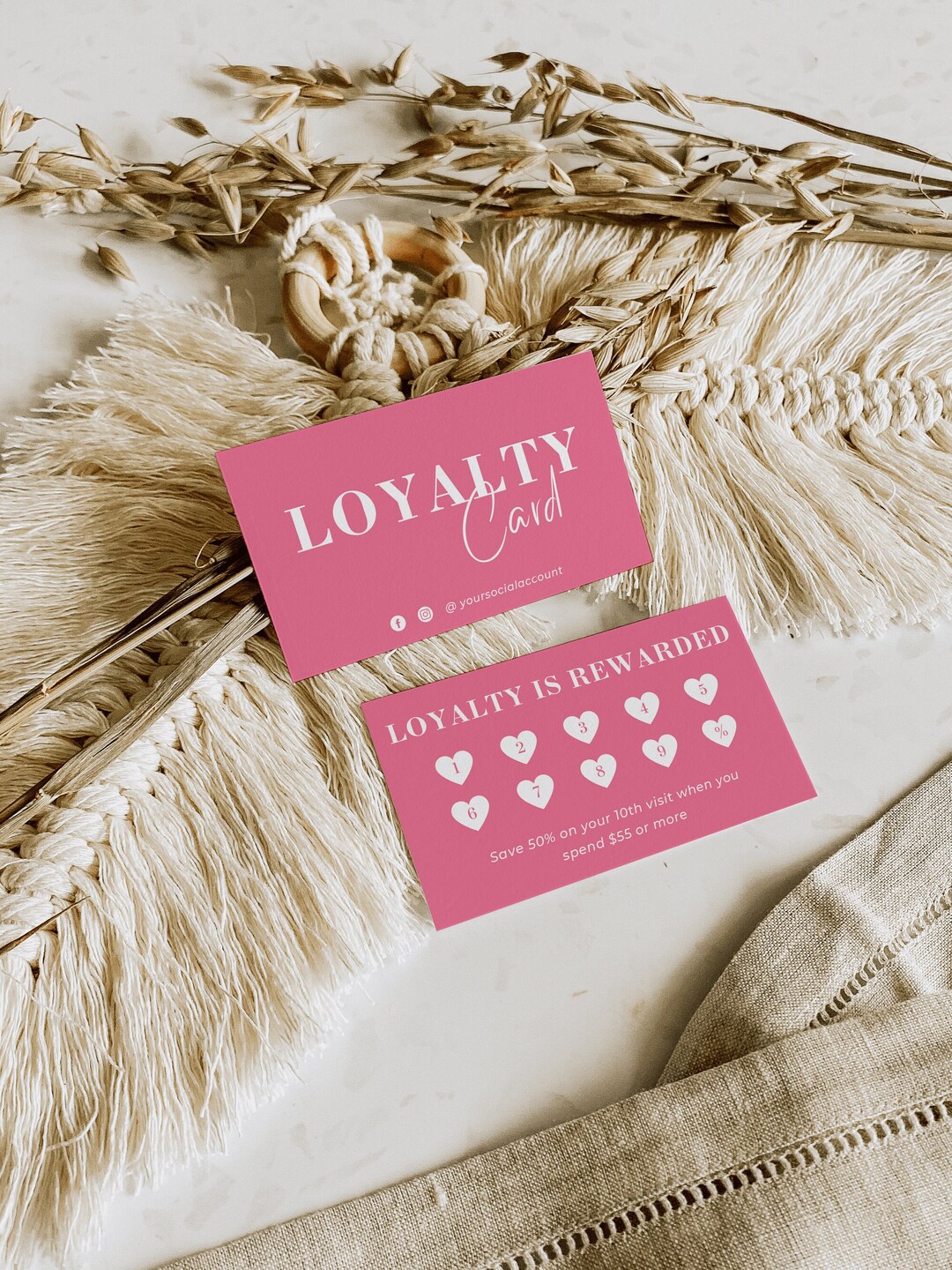Pink Loyalty Card Template, Customer Loyalty Card, Unique Business Card ...