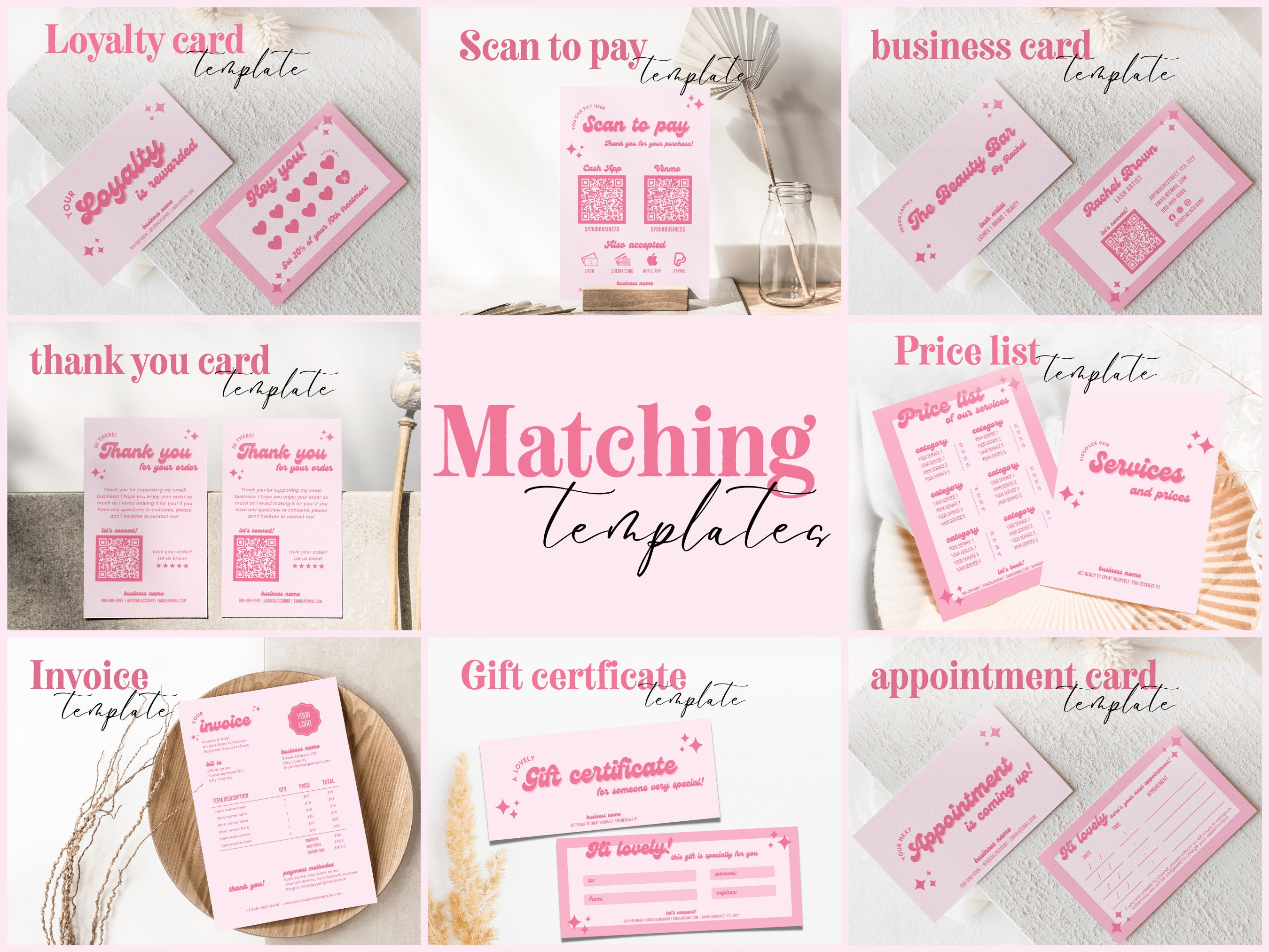 Retro and Pink Appointment Card Template Book Your - Etsy
