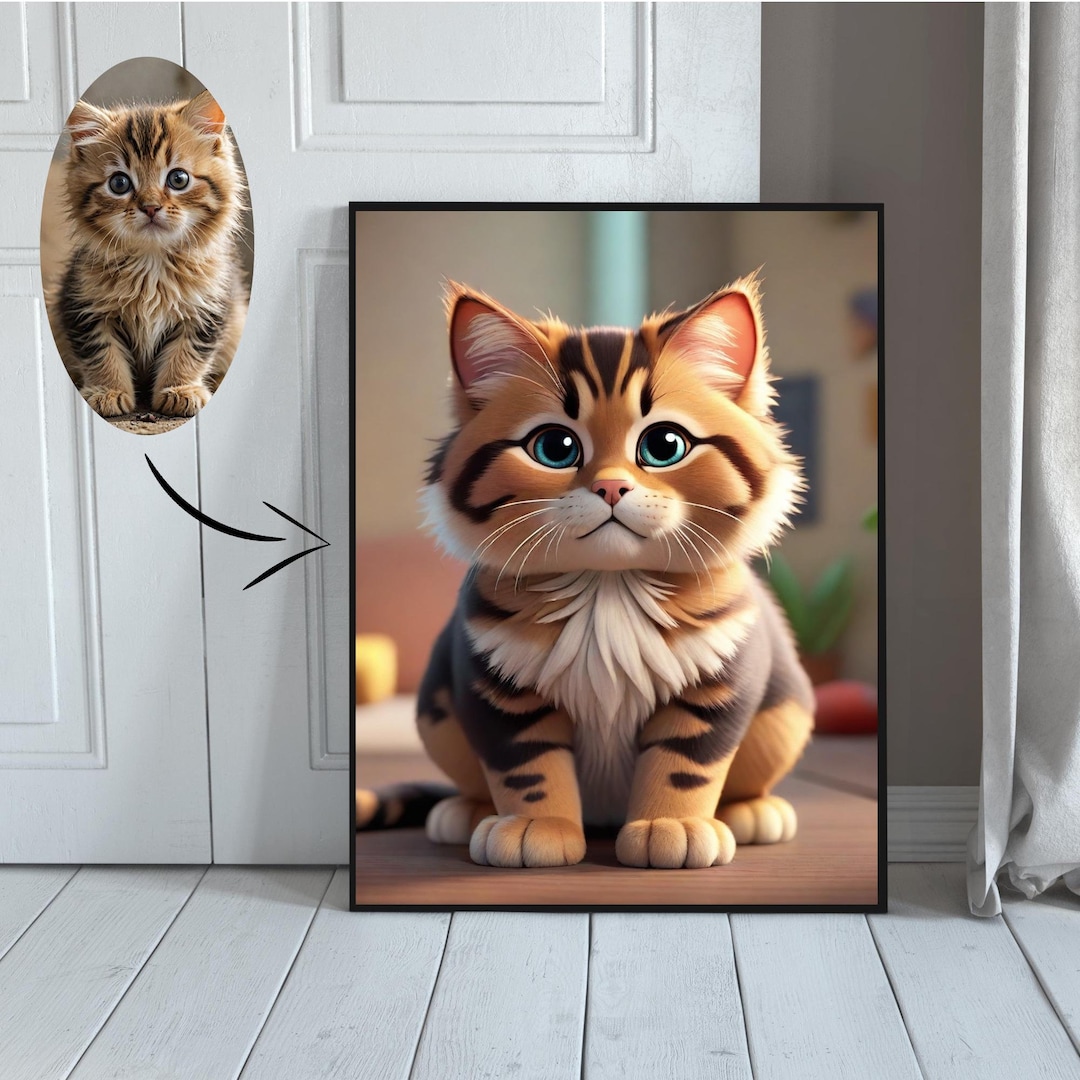 Cartoon CAT Poster Childless Cat Lady Personalized Pet Caricature ...