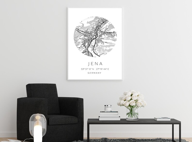 Poster JENA CITY MAP With Coordinates Hometown City Poster Personalized ...