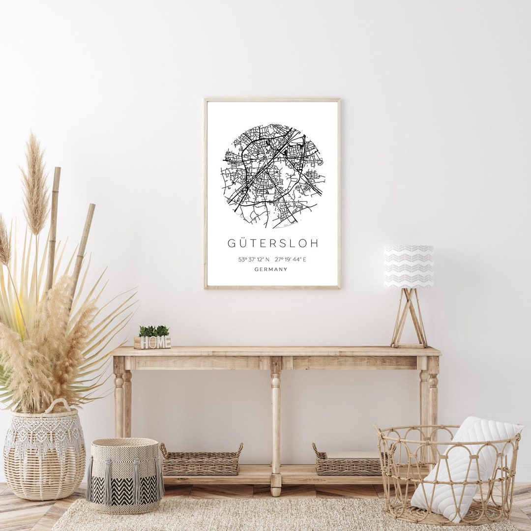 Poster GÜTERSLOH CITY MAP With Coordinates | Hometown | City Poster ...