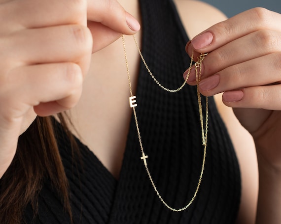Cross and initial necklace store