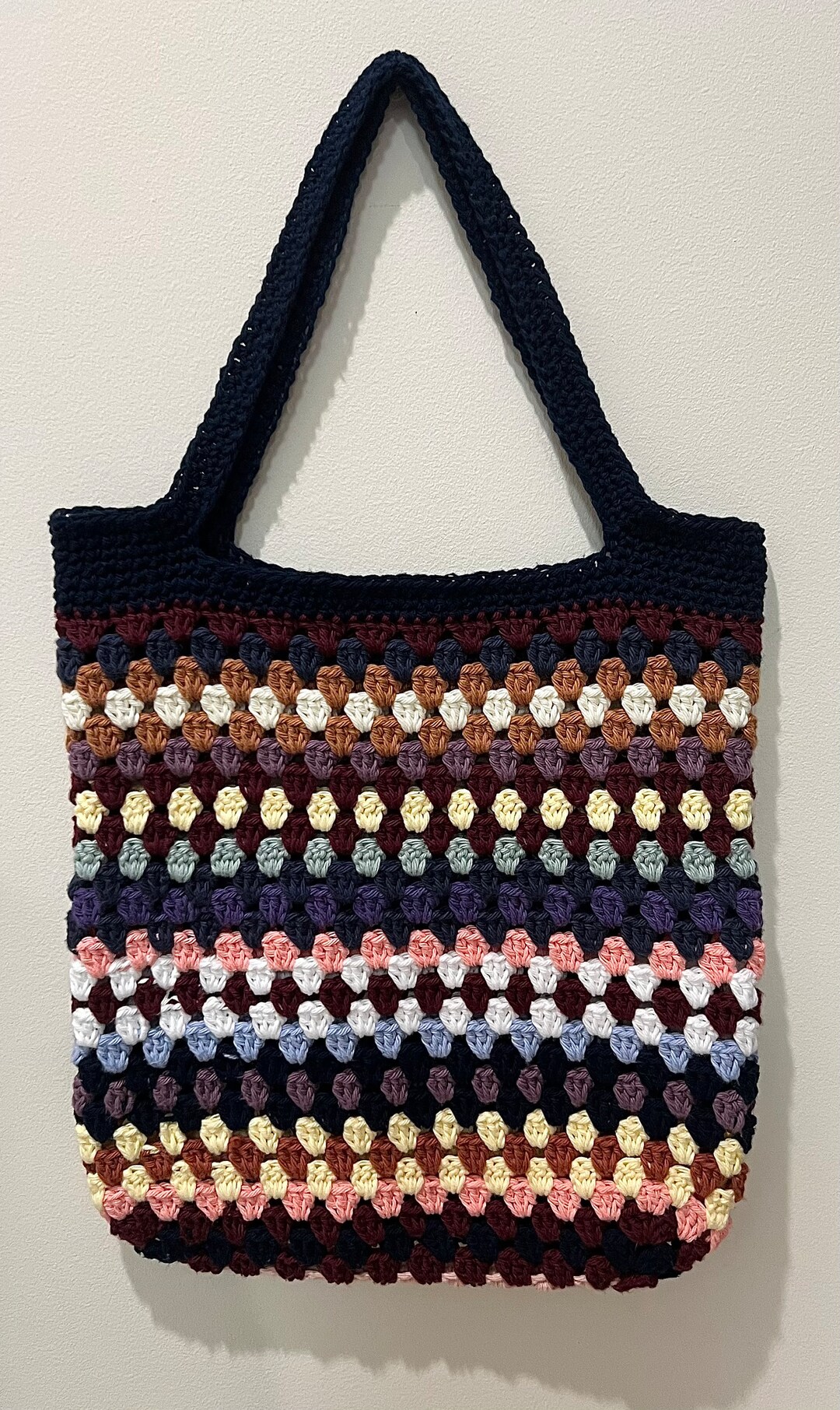 Vibrant Handmade Crochet Tote Bag - Burst of Color for Everyday Style ...