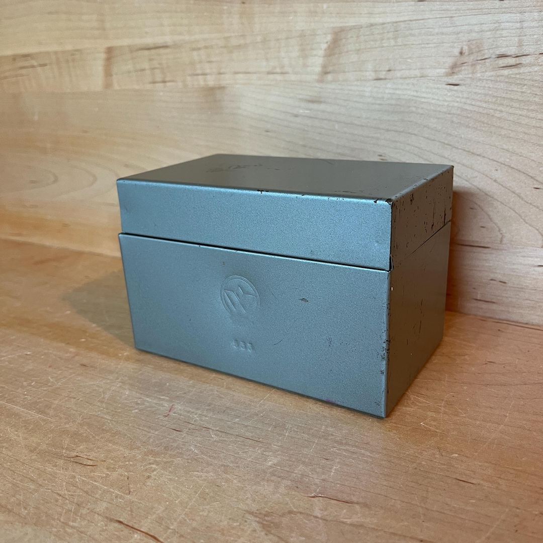 Vintage Weis Steel Index Card File Box: Mid-century Gray Metal Storage ...
